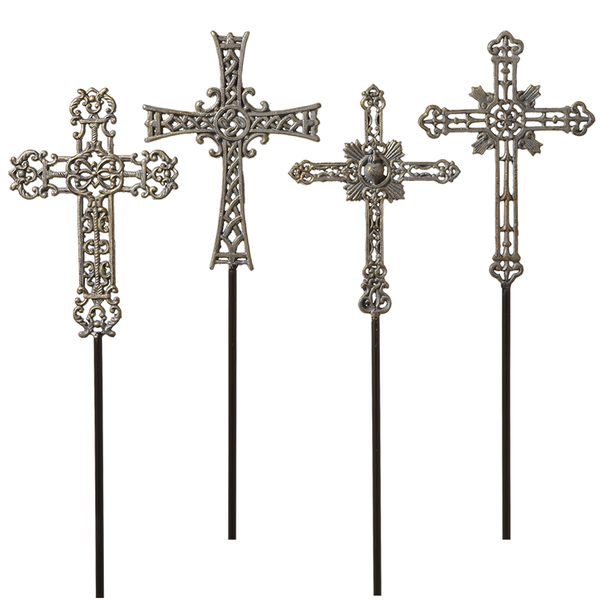 Elegant Metal Cross Stakes - Decorative Garden Crosses – House-of-Blooms