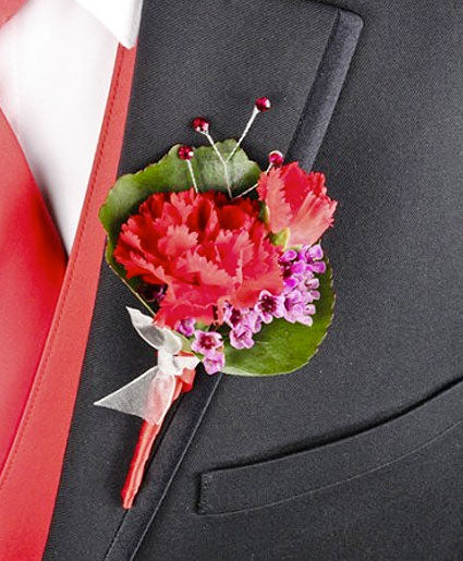 Crimson Carnation Boutonniere - Vibrant Red Carnation – House-of-Blooms
