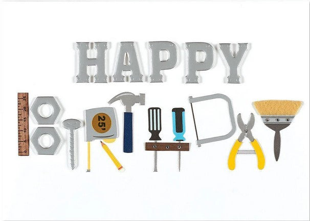 Industrial Happy Birthday Toolbox Themed Cake Topper For Happy